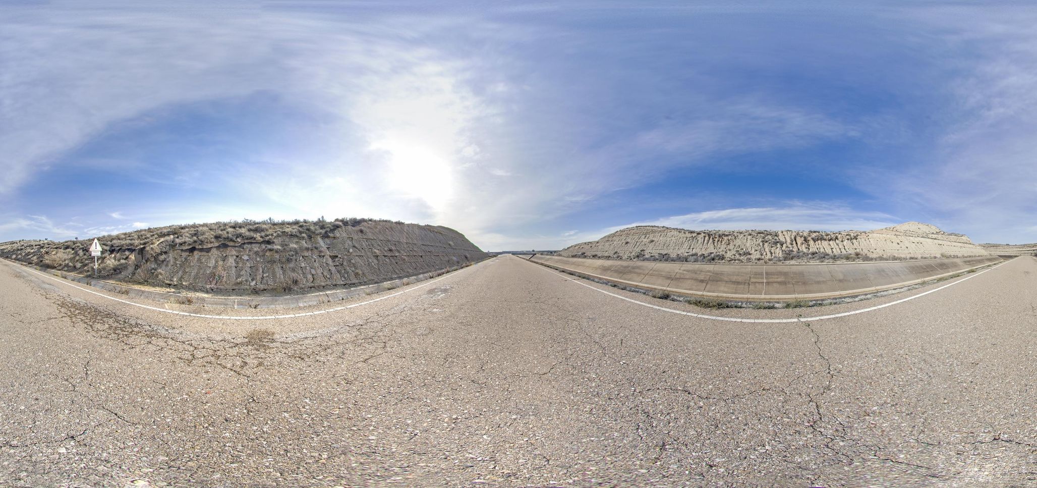 Monegros Desert Road in Zaragoza, Spain - HDRi Maps and Backplates
