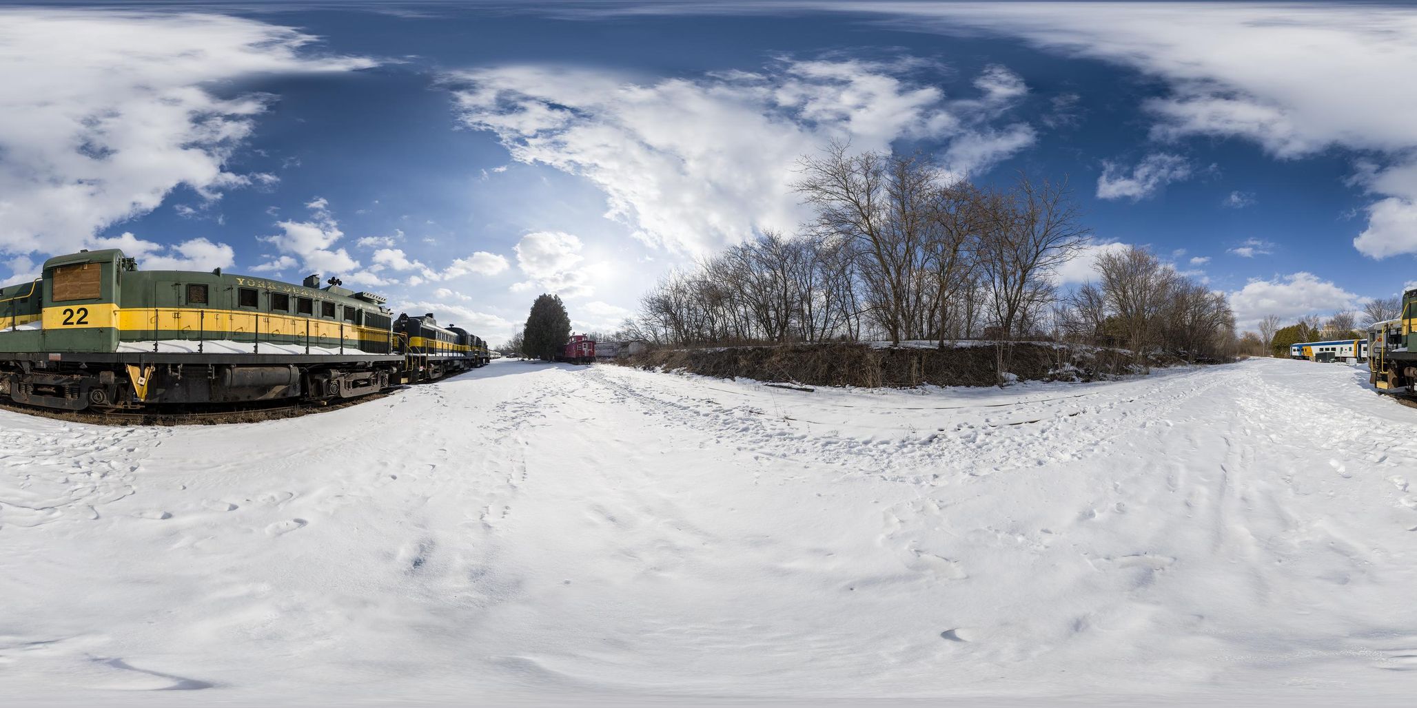 Trains in Ontario, Canada: Snow-Covered Ground and Winter Sunshine ...