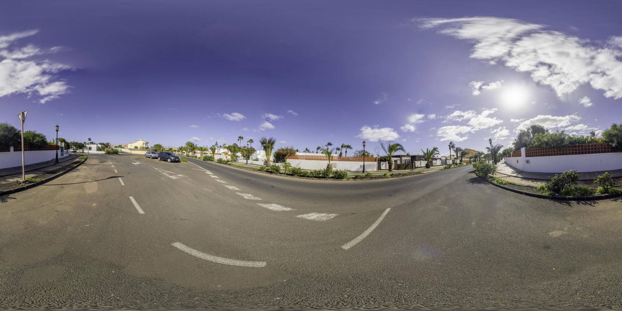 Residential Intersection: A Panoramic Shot - HDRi Maps and Backplates