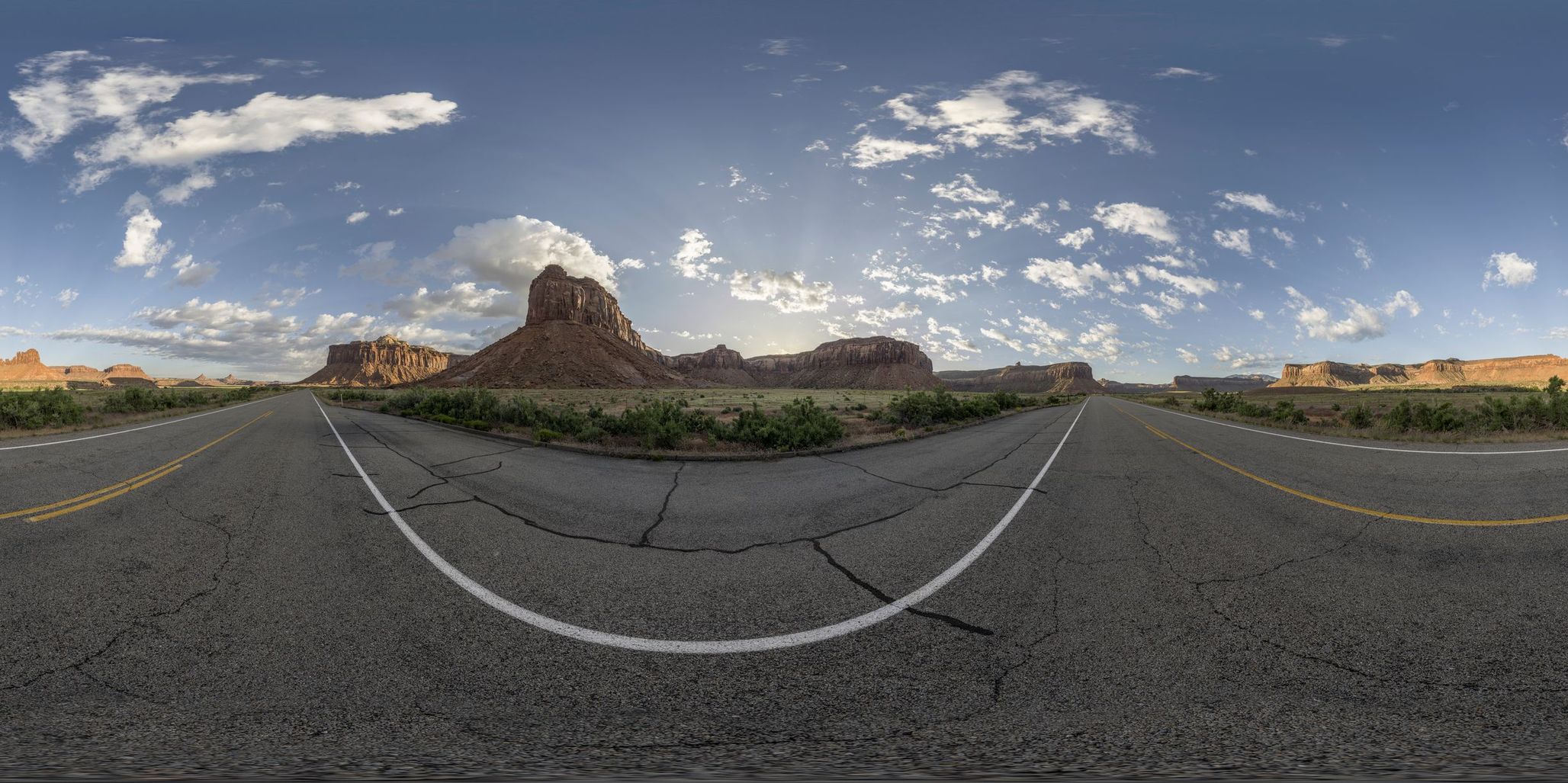 Straight Road in Utah Canyon Landscape - HDRi Maps and Backplates