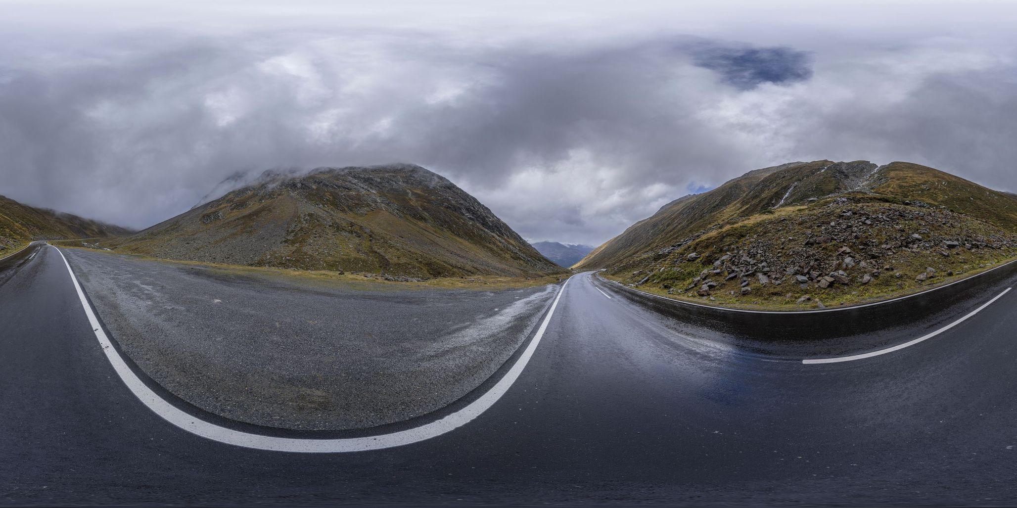 Timmelsjoch, Austria: A Split Road Under a Cloudy Sky - HDRi Maps and ...
