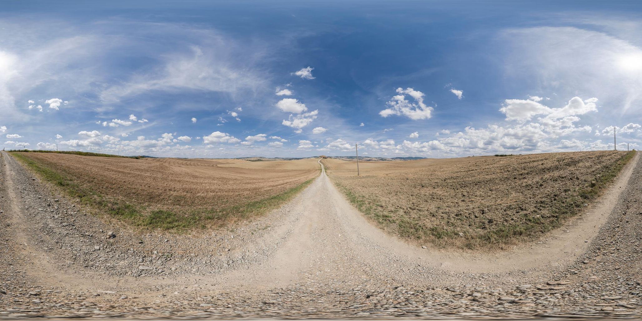 Tuscan Landscape: Cloudy Skies and Dirt Fields - HDRi Maps and Backplates