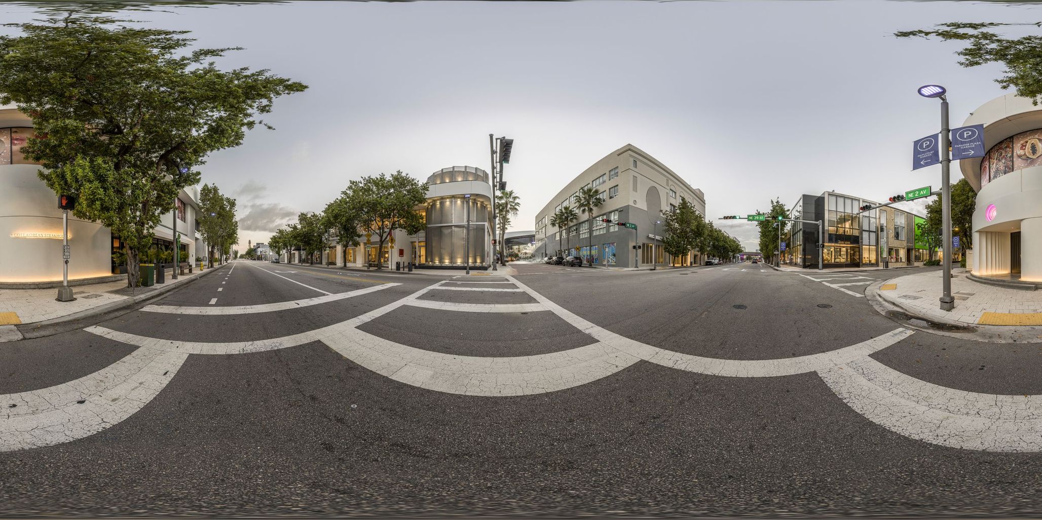 Urban Design in Miami: Panoramic View at Dawn - HDRi Maps and Backplates