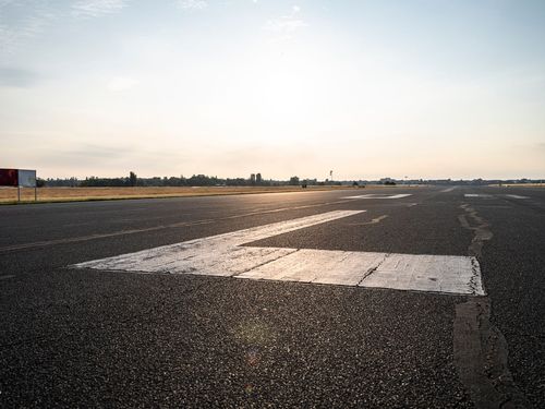 Aerial View of Berlin Airport Runway at Sunset - HDRi Maps and Backplates