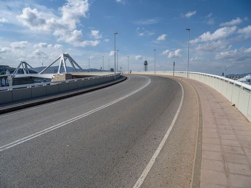 Barcelona, Spain: A Modern Architecture Bridge Leading to a Pier - HDRi ...