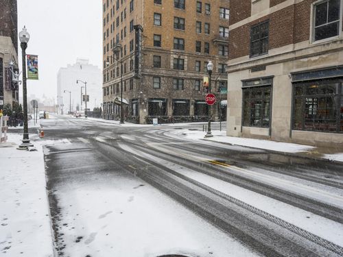 Downtown Detroit: Snow Covered Street - HDRi Maps and Backplates