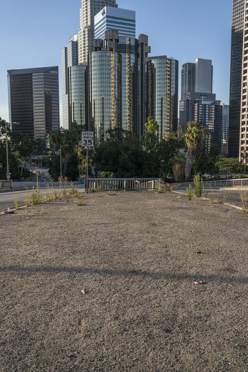 Empty City Parking Lot with Weeds - HDRi Maps and Backplates