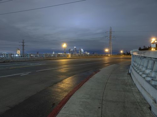 Los Angeles Night Cityscape: Rainy Street Scene - HDRi Maps and Backplates