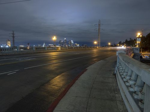 Los Angeles Night Cityscape: Rainy Street Scene - HDRi Maps and Backplates