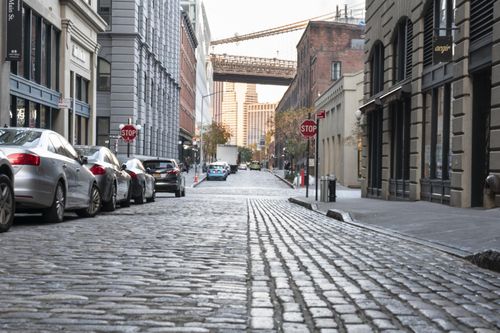 Manhattan Downtown Cityscape with Clear Sky - HDRi Maps and Backplates