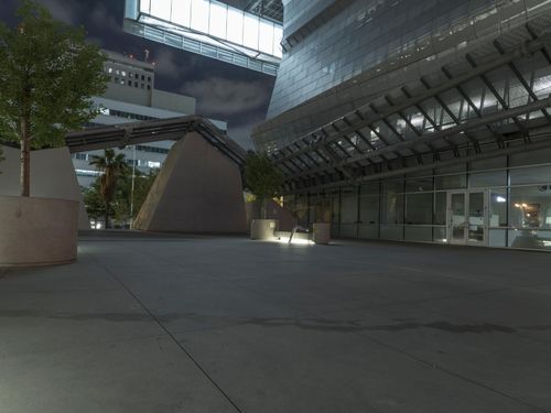 Night View of City Buildings with Diverse Metal Roofing Styles - HDRi ...