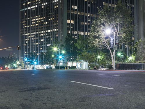 Nighttime in Los Angeles: High-Rise Cityscape with Modern Architecture ...