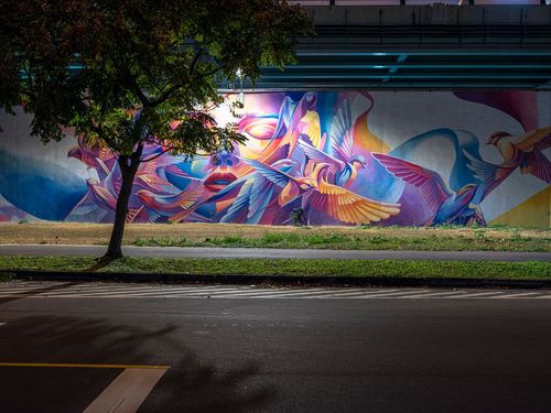 Nighttime in Taipei: Street Lights Illuminate Graffiti Wall - HDRi Maps ...