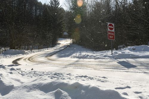 Snowy Road with Stop Sign in Toronto, Canada - HDRi Maps and Backplates