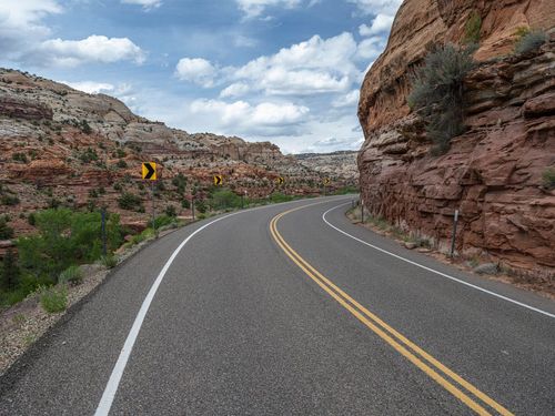 Straight Road and Asphalt in the Picturesque Landscape of Utah - HDRi ...