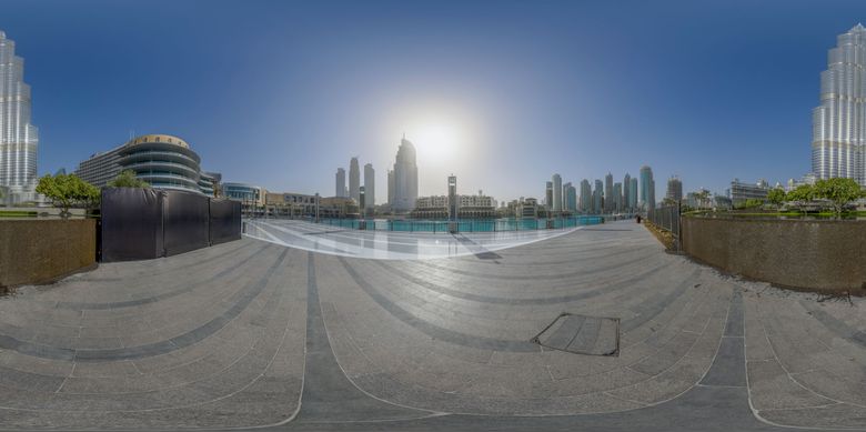 Dubai Skyscraper: Mirrored Park Reflection