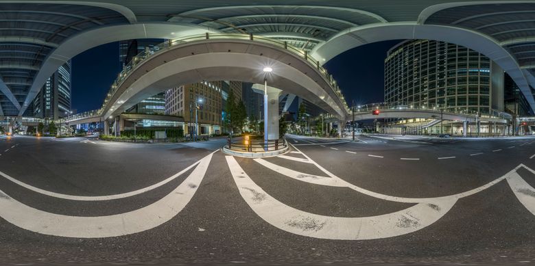 Tokyo City Night: A Street Intersection From Above