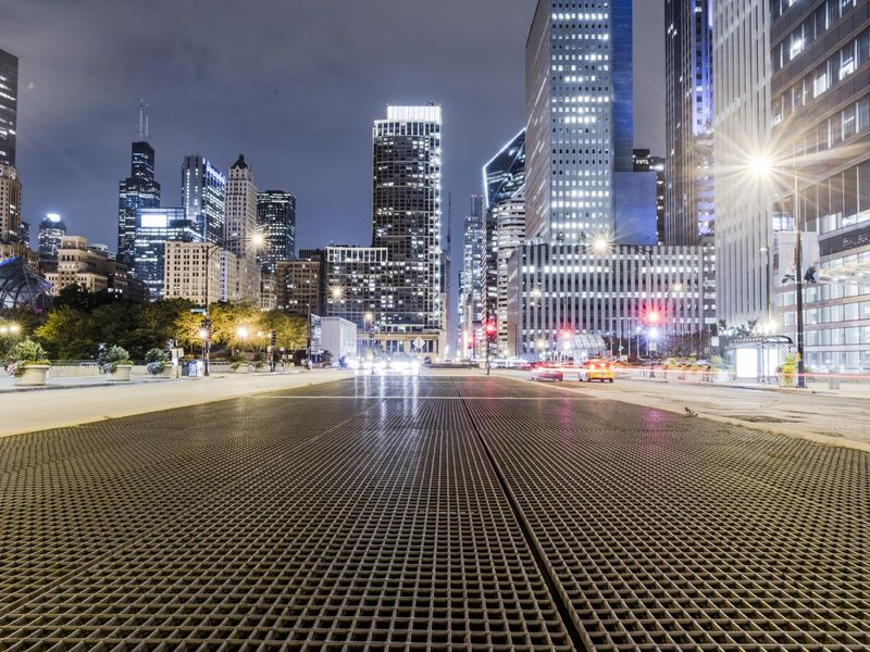 Night Skyline of Chicago, Illinois, USA HDRi Maps and Backplates