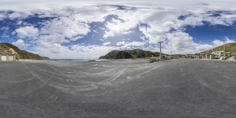 Coastal Landscape with Open Space and Ocean Shore HDRi Maps and Backplates