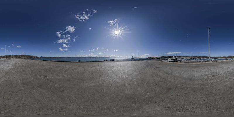 Coastal Landscape with Open Space and Harbor in the Horizon HDRi Maps ...