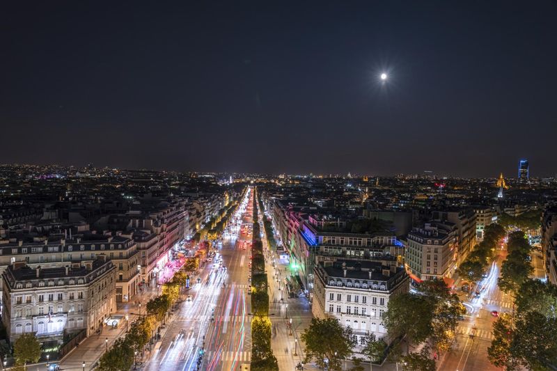 Aerial View of Paris at Night HDRi Maps and Backplates