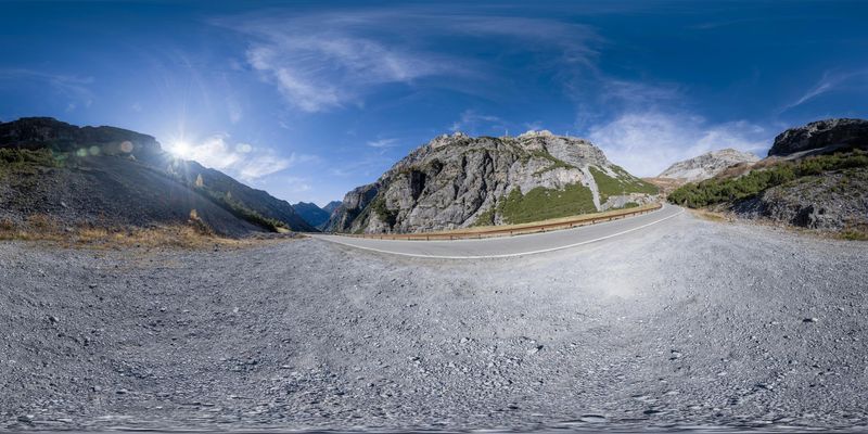 Windy Road in the Italian Alps HDRi Maps and Backplates