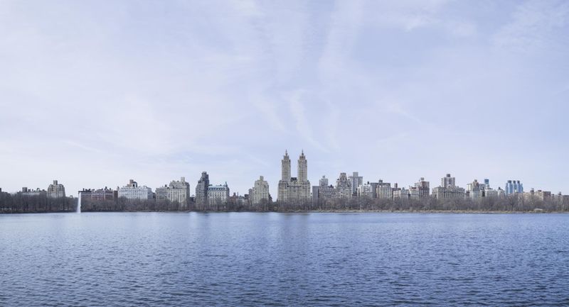 Aerial View of New York City Skyline with Reflections in the Water HDRi ...