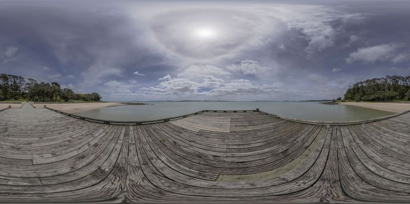 Wooden Jetty at Dawn on Calm Shore - HDRi Maps and Backplates