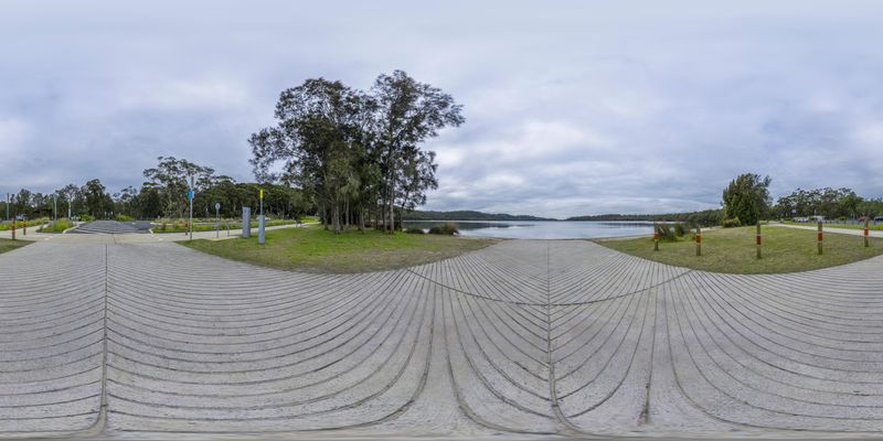 Coastal Landscape with Reflection in Lake HDRi Maps and Backplates