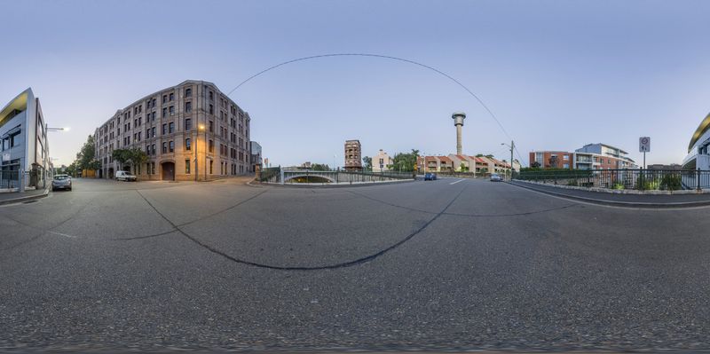 Cityscape at Dawn with High-rise Buildings - HDRi Maps and Backplates