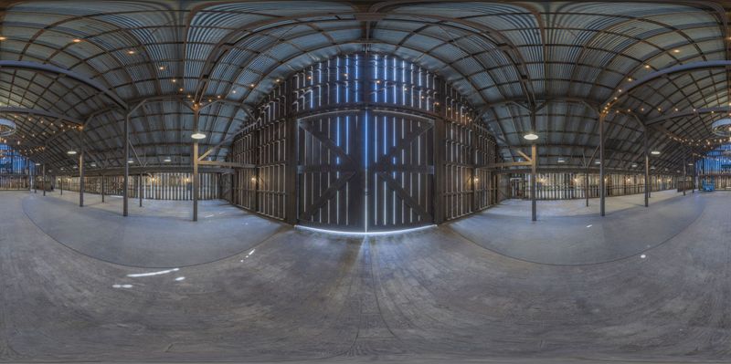 Night view of a California warehouse HDRi Maps and Backplates