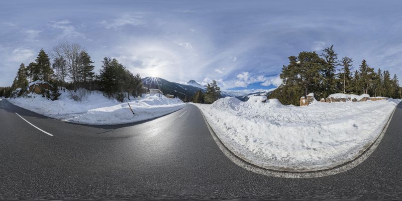 Straight Down The Road in the German Alps HDRi Maps and Backplates