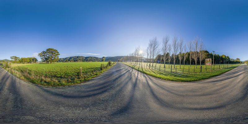 Endless Road Through Rural Landscape HDRi Maps and Backplates