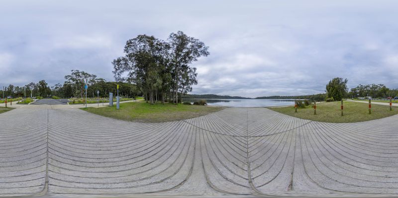 Coastal Landscape with Pier on Grey Sky Day HDRi Maps and Backplates