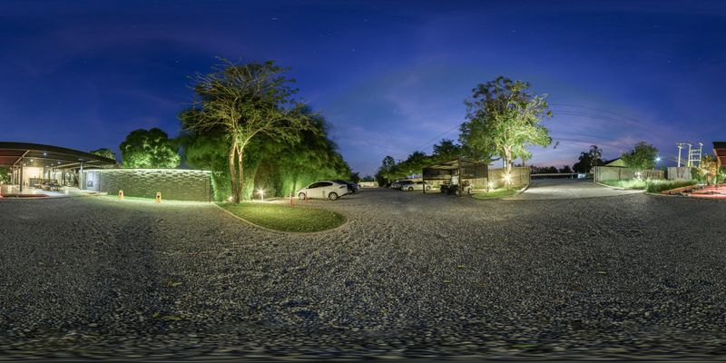 Night view of a suburban villa in Thailand HDRi Maps and Backplates