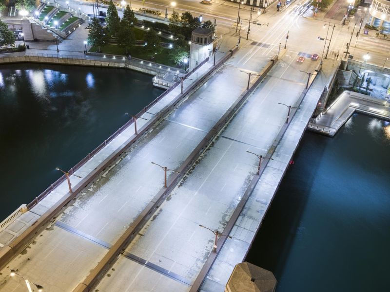 Aerial View of Chicago at Night HDRi Maps and Backplates