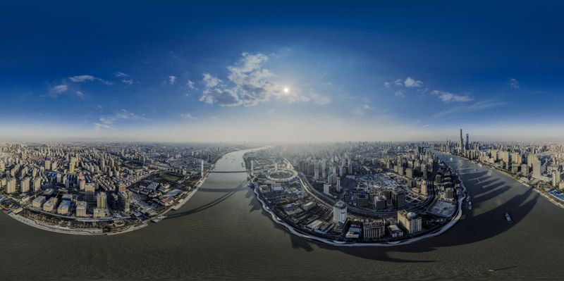 Aerial View of Shanghai, China: Modern Architecture HDRi Maps and ...