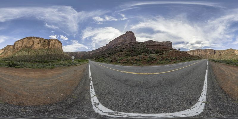 Arizona Landscape: Straight Road on a Clear Day HDRi Maps and Backplates
