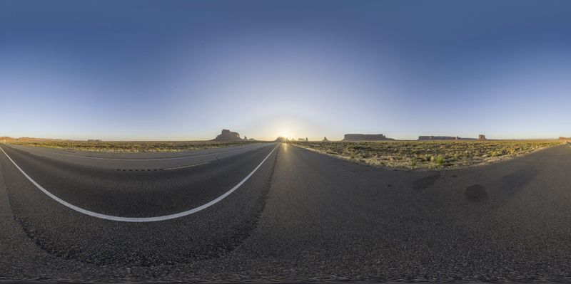 Arizona's Monument Valley Road under the Clear Sky HDRi Maps and Backplates