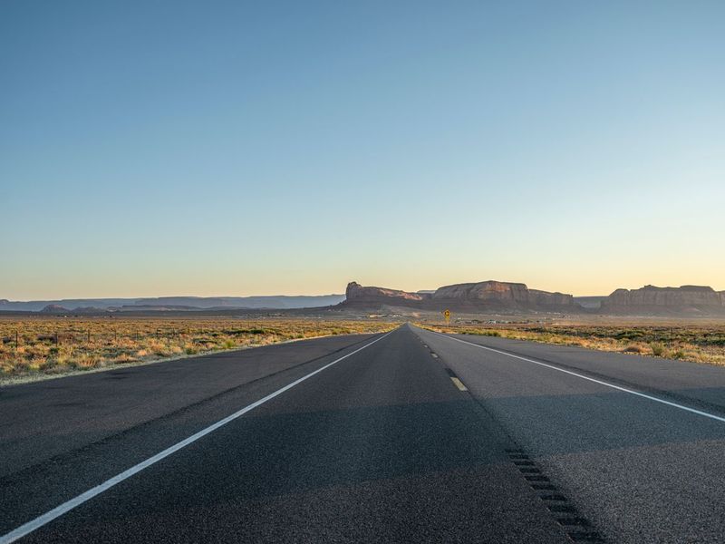 Arizona's Monument Valley: Straight Road at Dawn HDRi Maps and Backplates