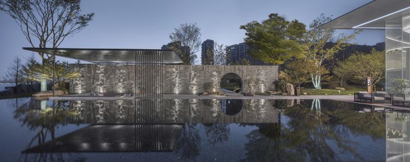 Asian Reflecting Pool with Large Building and Trees HDRi Maps and ...