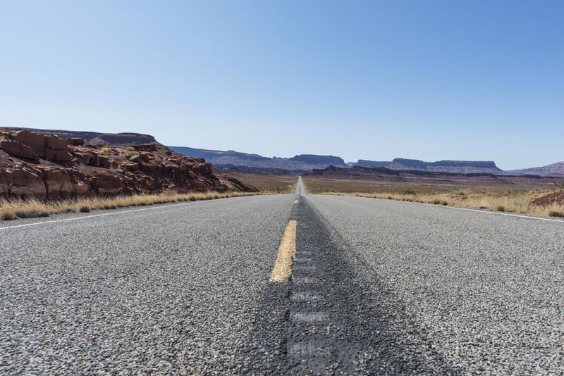 Asphalt Highways in Utah: Straight Down the Road HDRi Maps and Backplates