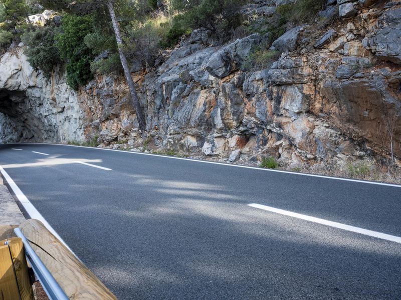 Asphalt Road in Spain with Mountain View HDRi Maps and Backplates