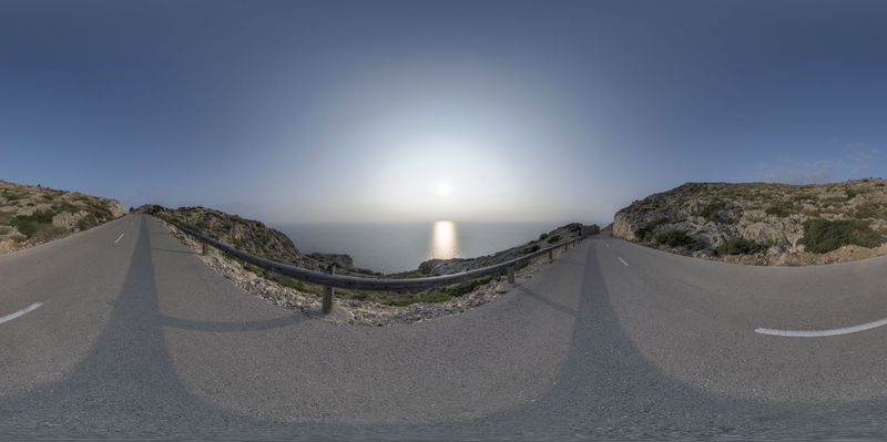 Asphalt Road in Majorca: Straight Path to the Coastline HDRi Maps and ...