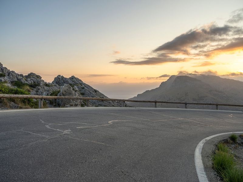 Asphalt Road in Majorca, Spain: Curving Views HDRi Maps and Backplates