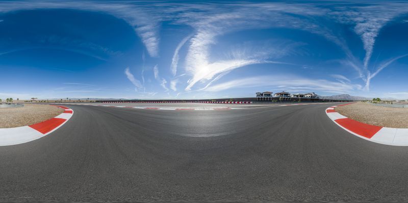 Panoramic View of an Asphalt Road at a Race Track HDRi Maps and Backplates