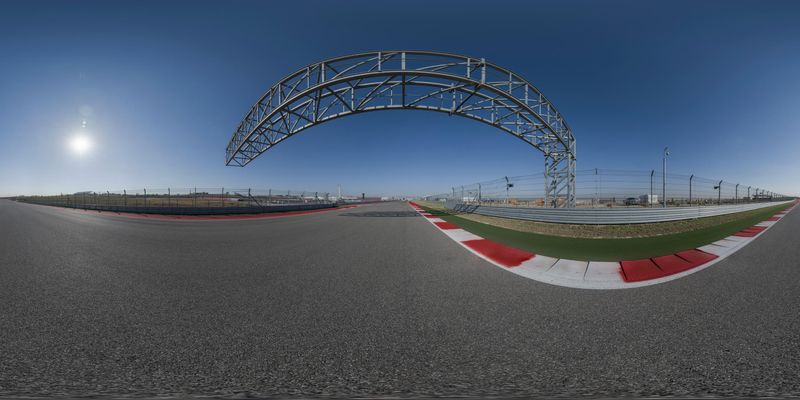 Asphalted Race Track with a Bridge and Clear Sky HDRi Maps and Backplates