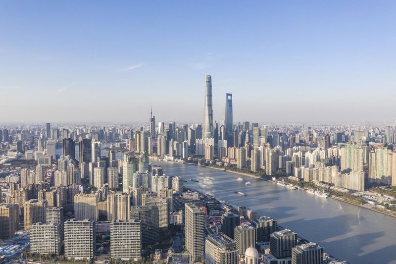 Aerial View of Shanghai's Modern Architecture at Dawn HDRi Maps and ...