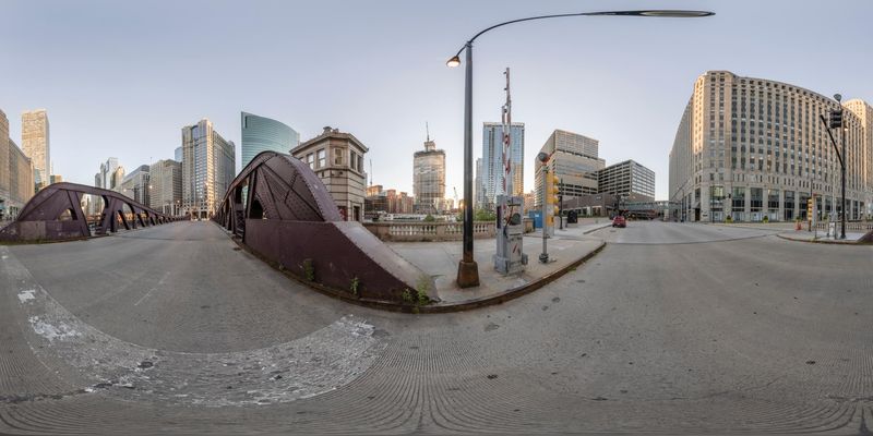 Chicago Skyline at Dawn HDRi Maps and Backplates