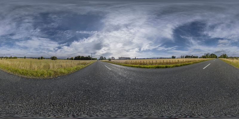 Endless Road through Rural Landscape HDRi Maps and Backplates